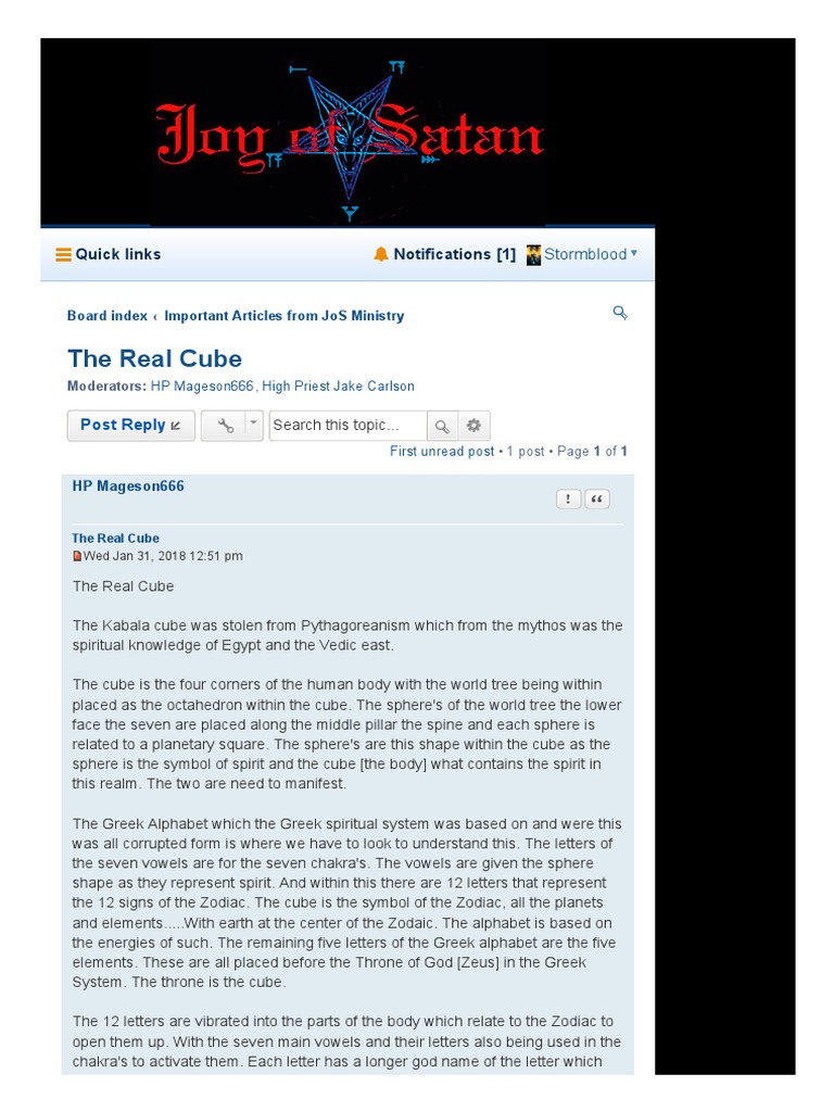 The Real Cube - Joy of Satan Forums | PDF