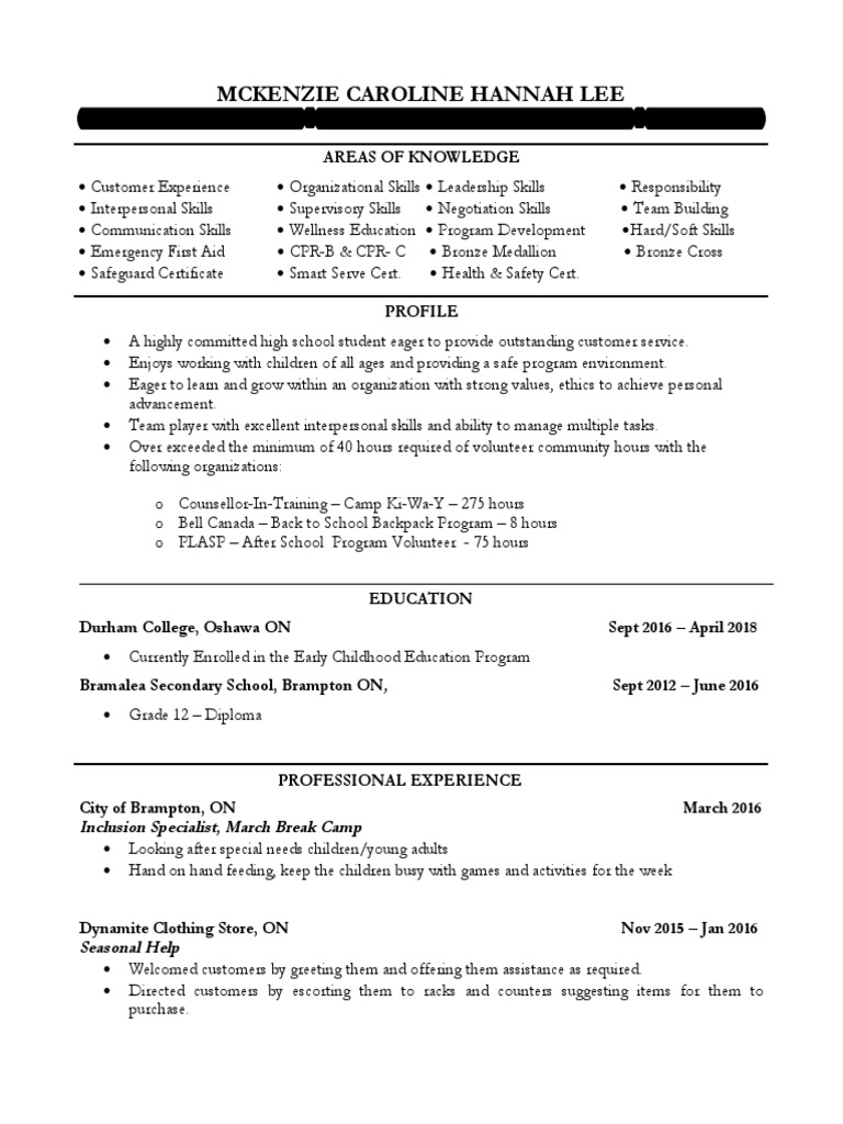 Mckenzie Lee Resume Finalmay20th 1 Pdf Team Building Ymca