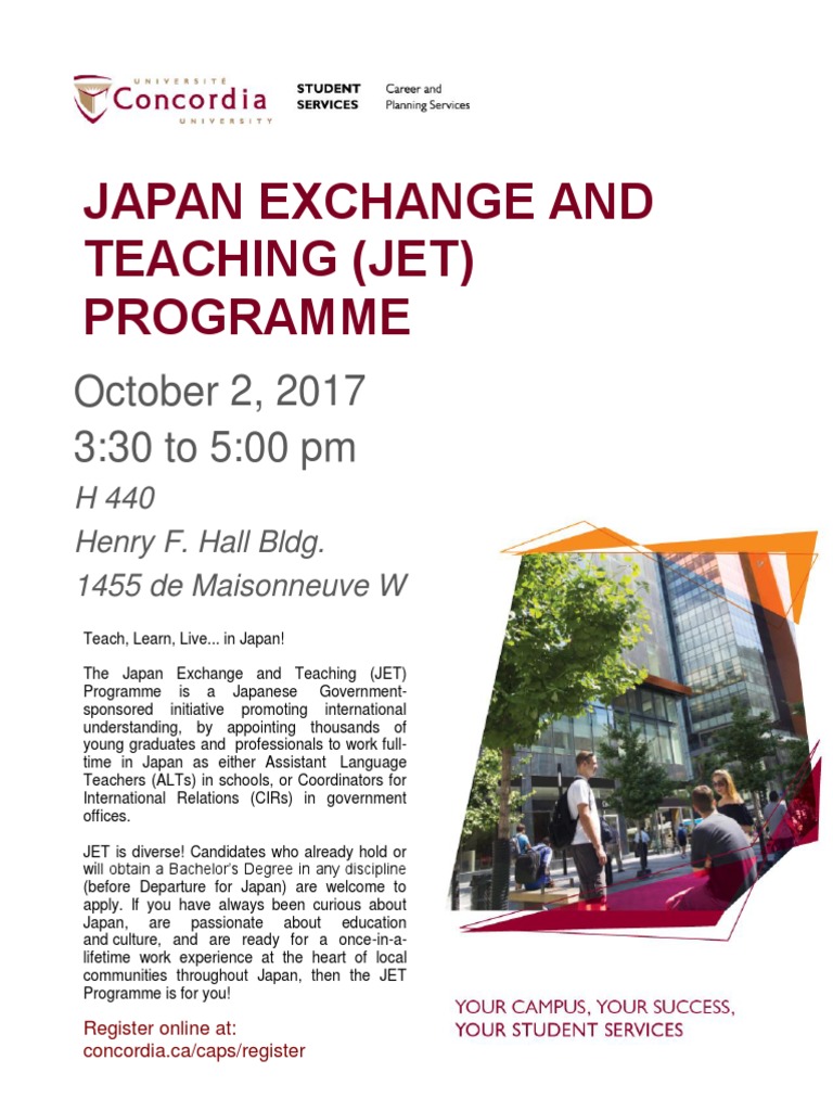 Japan Exchange and Teaching (Jet) Programme: October 2, 2017 3:30 To 5: ...