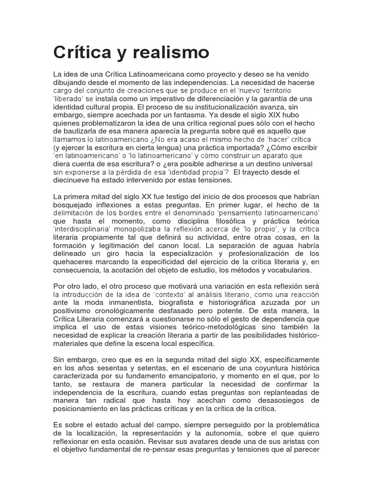 Crítica y Realismo | PDF | Crítica literaria | Novelas