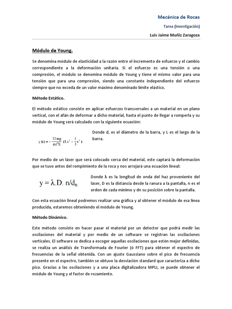 Modulo de Young Tabla | PDF | El módulo de Young | Deformación (Mecánica)