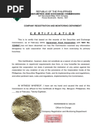 Sec. Cert. Sample Certification of Existing Corporation | PDF ...