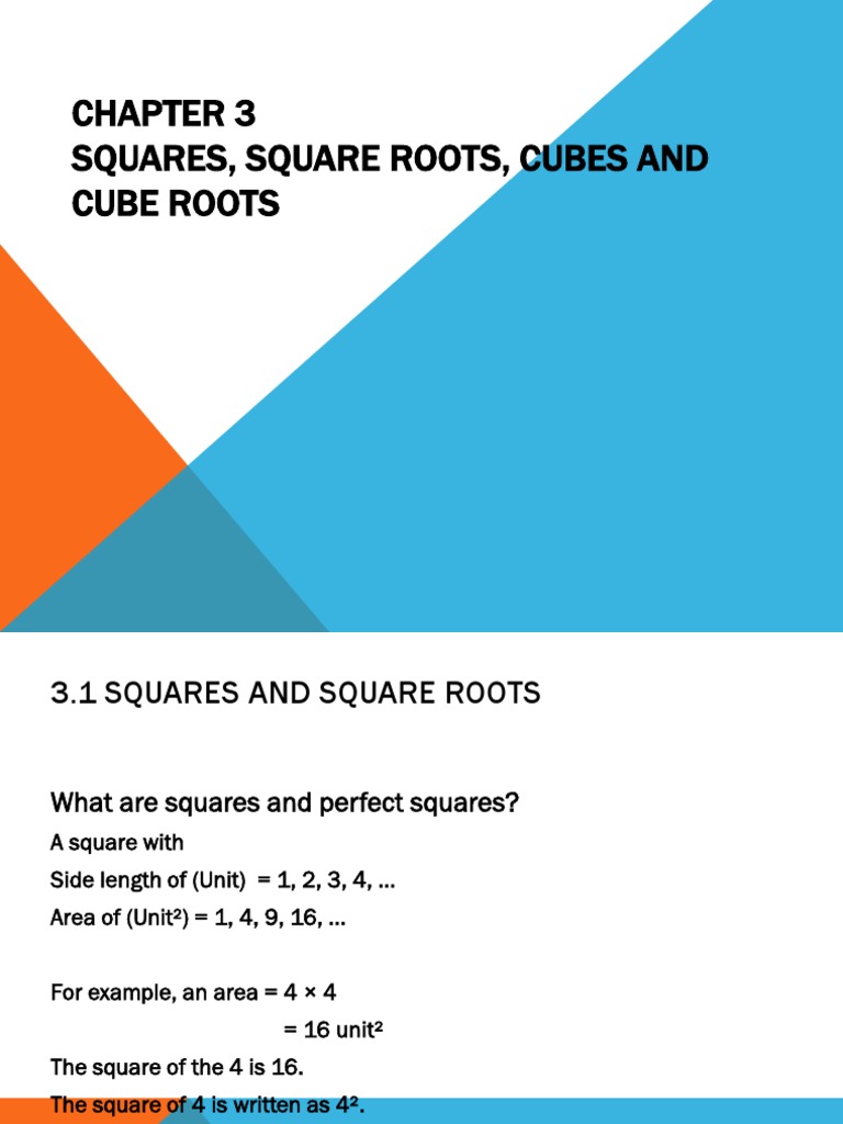 Squares, Roots, and Perfect Cubes | PDF | Factorization | Mathematical ...