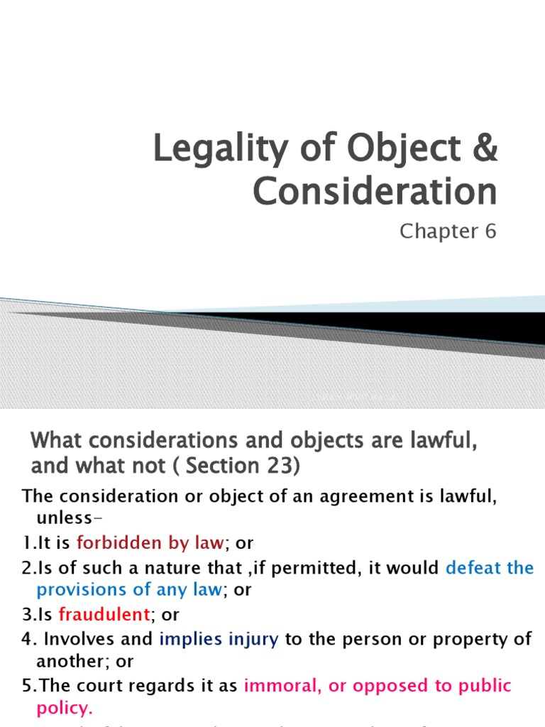 Legality of Consideration and Object of an Agreement: An Analysis of ...