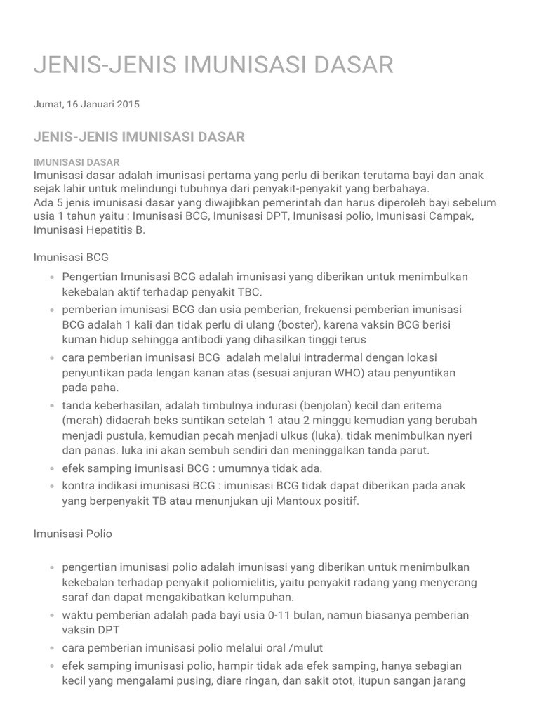 Jenis Jenis Imunisasi Dasar Pdf