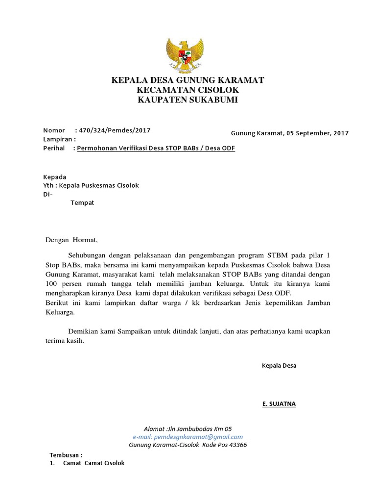 Contoh Blangko Surat Dari Desa | PDF