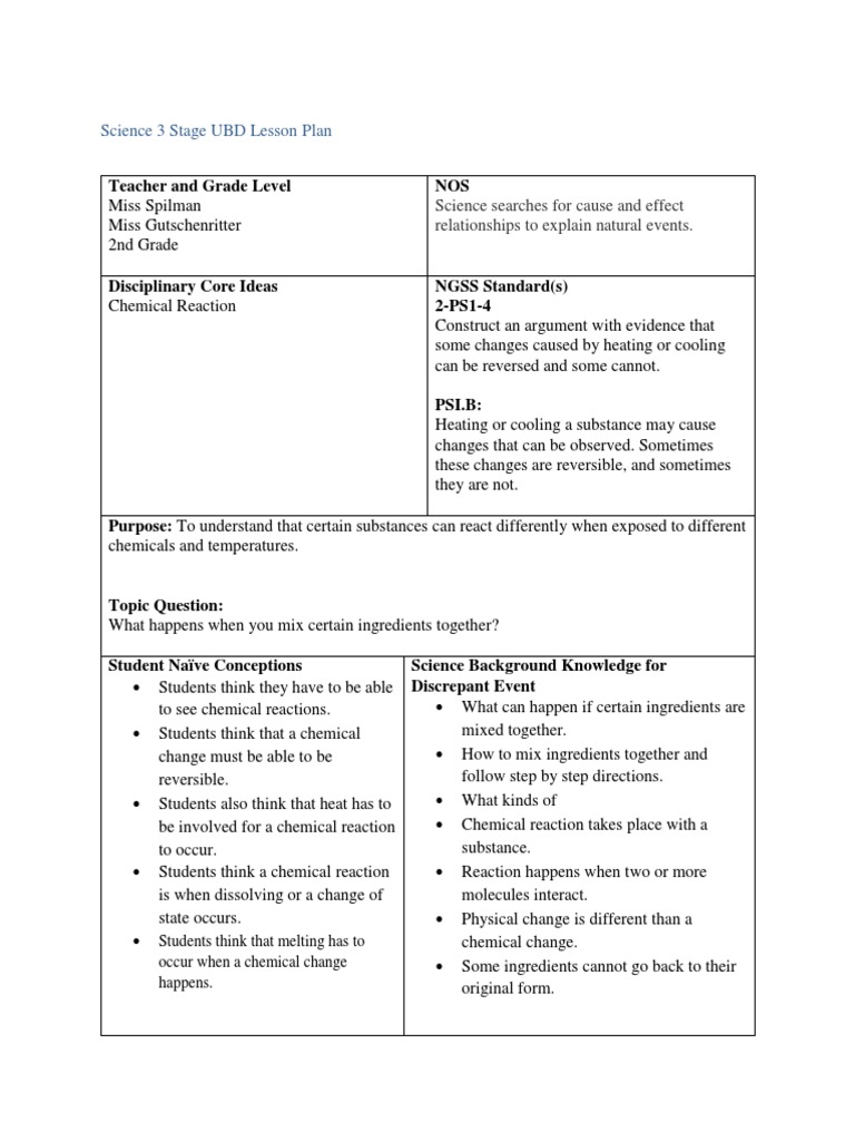 Educ 362 Science Night Lesson Plan | PDF | Chemical Substances ...