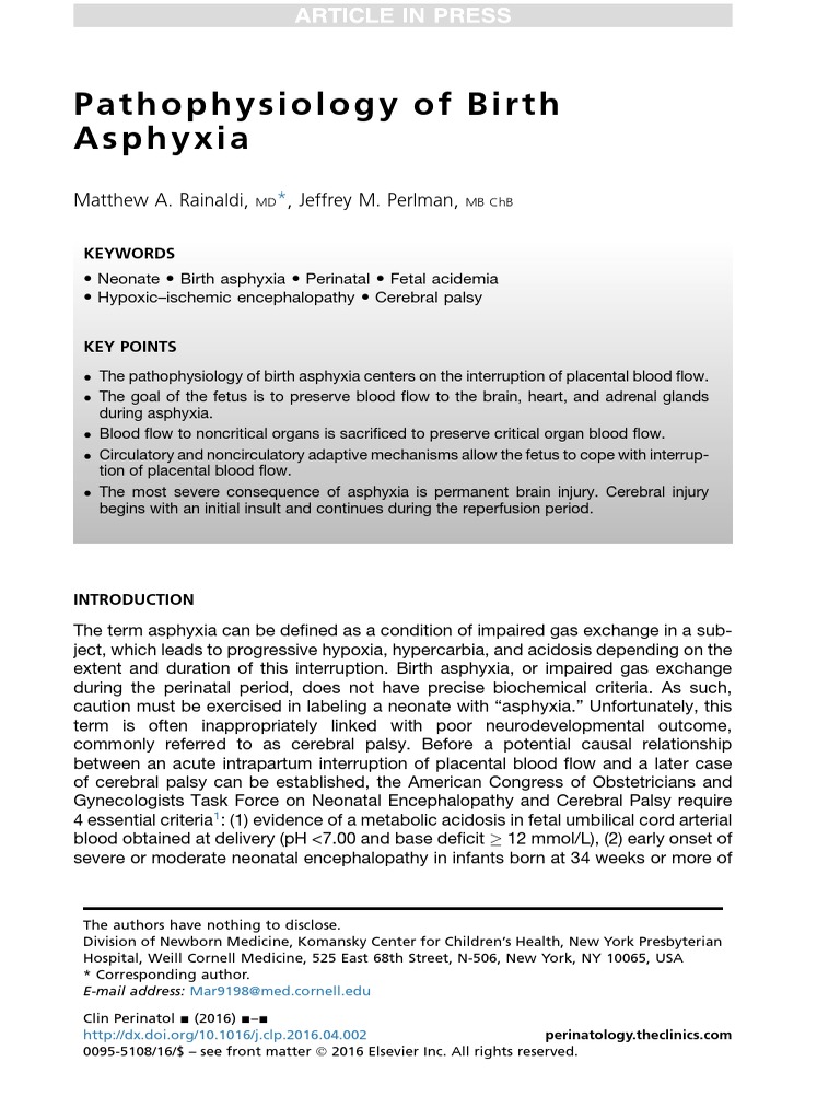 Pathophysiology of Birth Asphyxia | Fetus | Placenta
