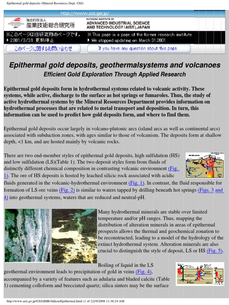 Epithermal Gold Deposits (Mineral Resources Dept. GSJ) | PDF | Minerals ...
