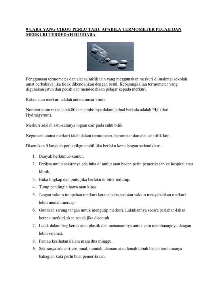 9 Cara Yang Cikgu Perlu Tahu Apabila Termometer Pecah Dan Merkuri ...