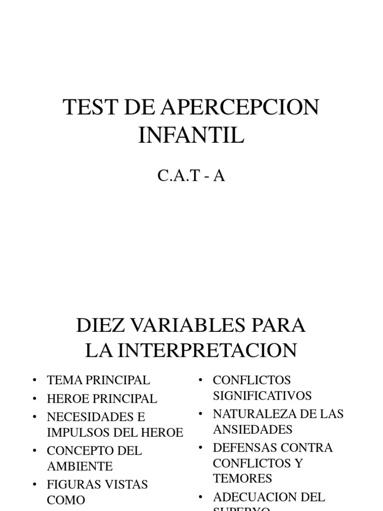 Láminas Test de Apercepción Infantil Cat - A | PDF