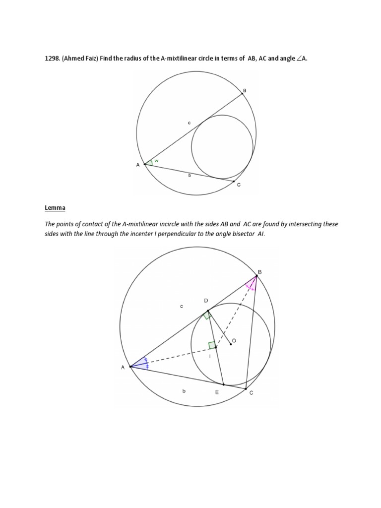 (Ahmed Faiz) Find The Radius of The A-Mixtilinear Circle in Terms of AB ...