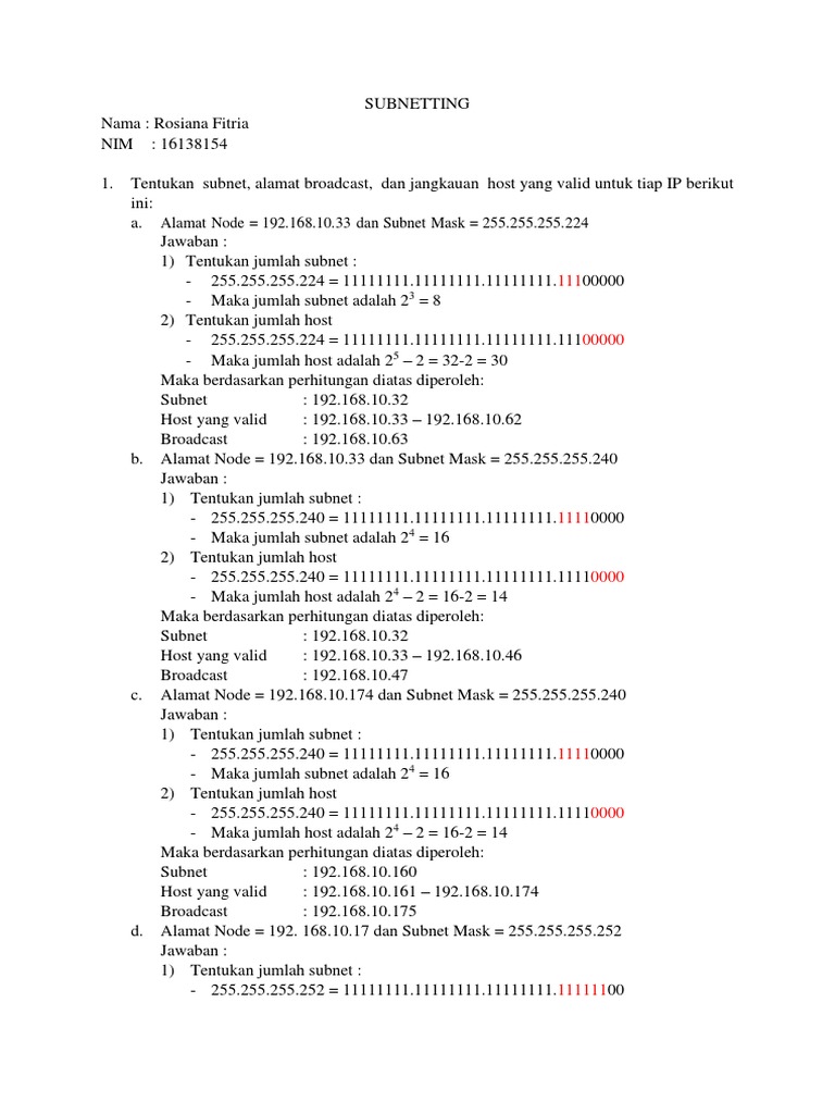 Tugas Subnetting | PDF