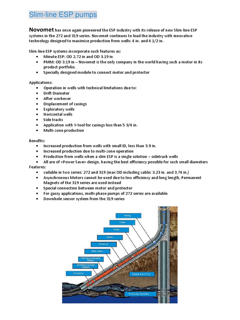 Slim-Line ESP Pumps: Novomet | PDF | Manufactured Goods | Machines