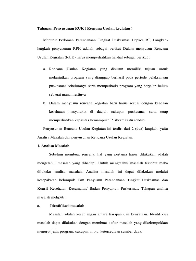 Tahapan Penyusunan RUK Dan RPK | PDF