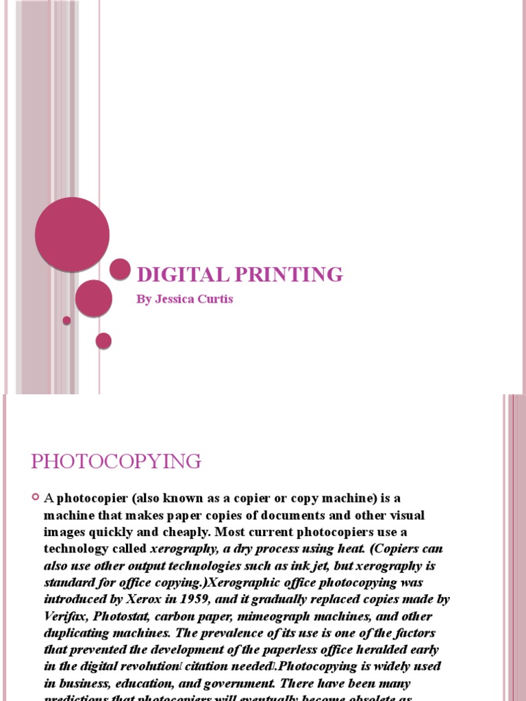 Digital Printing: by Jessica Curtis | PDF | Photocopier | Printer (Computing)