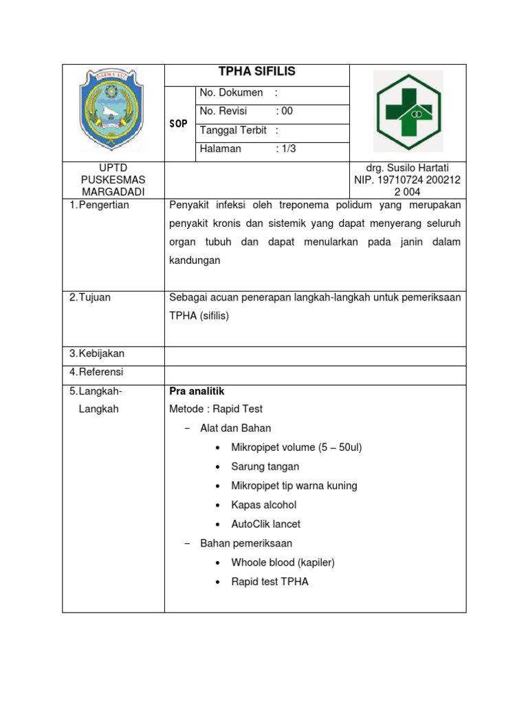 Pemeriksaan TPHA Sifilis | PDF