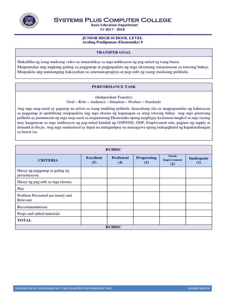 Performace Task (Third Quarter AP) | PDF
