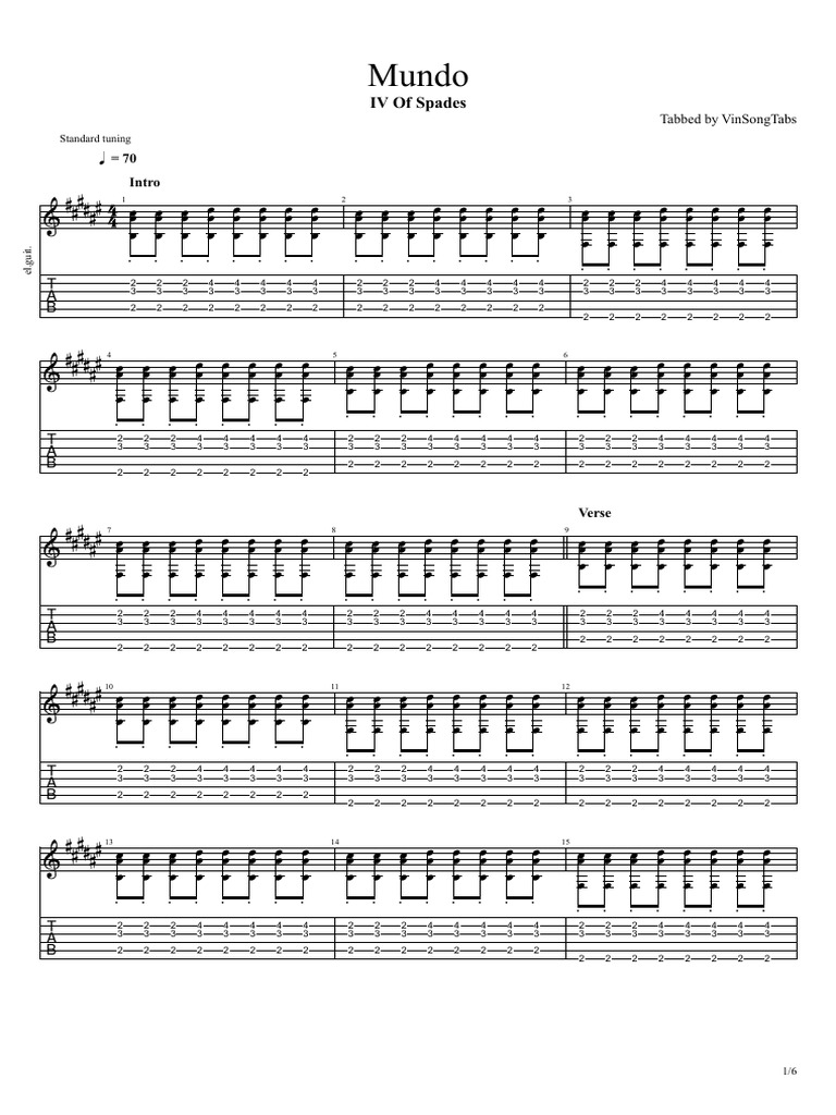 Mundo - IV of Spades (Rhythm Guitar) | PDF | Rock Music | Recorded Music