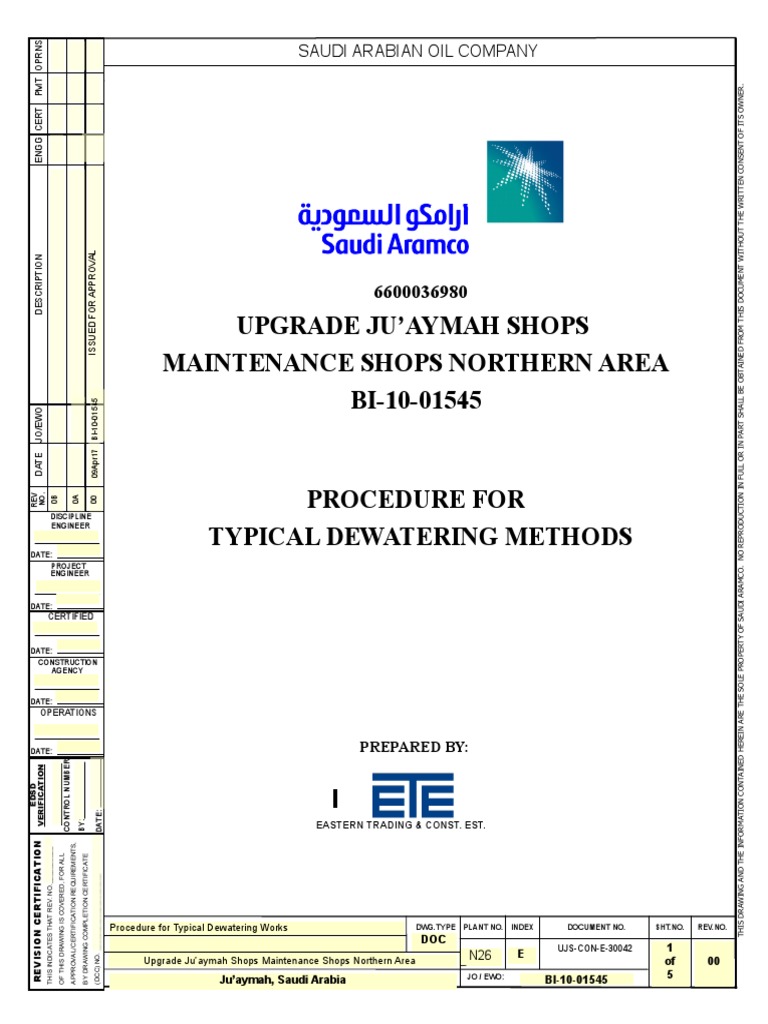 Dewatering Construction Procedure | PDF | Specification (Technical ...