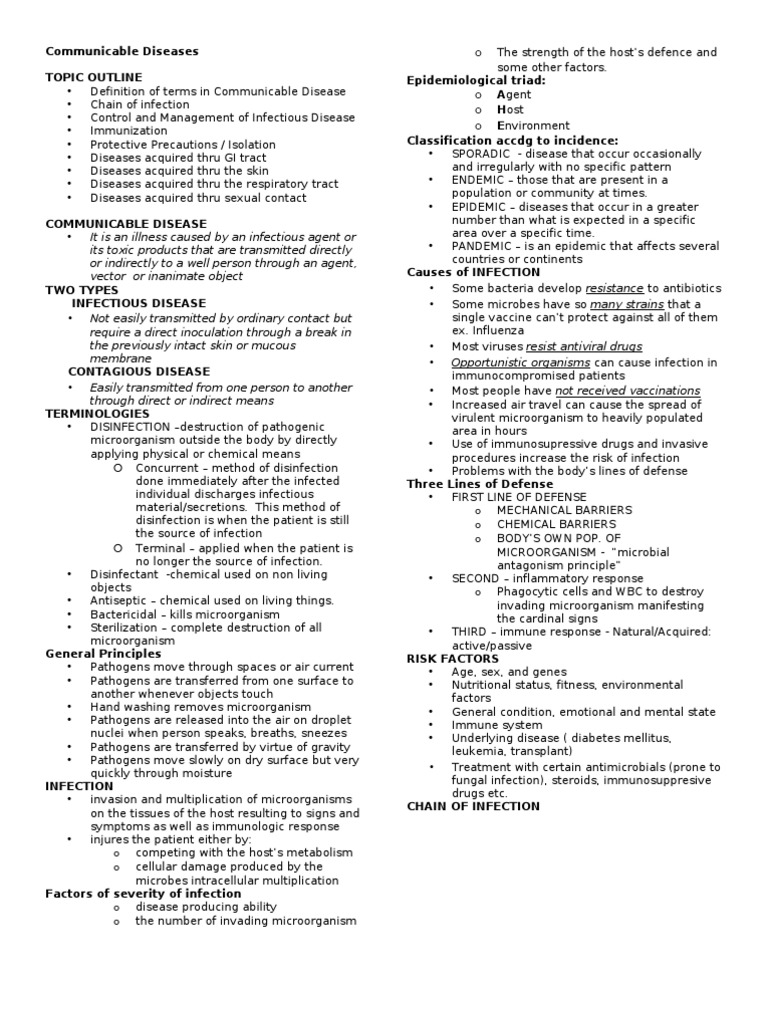 Communicable Diseases | PDF | Transmission (Medicine) | Infection