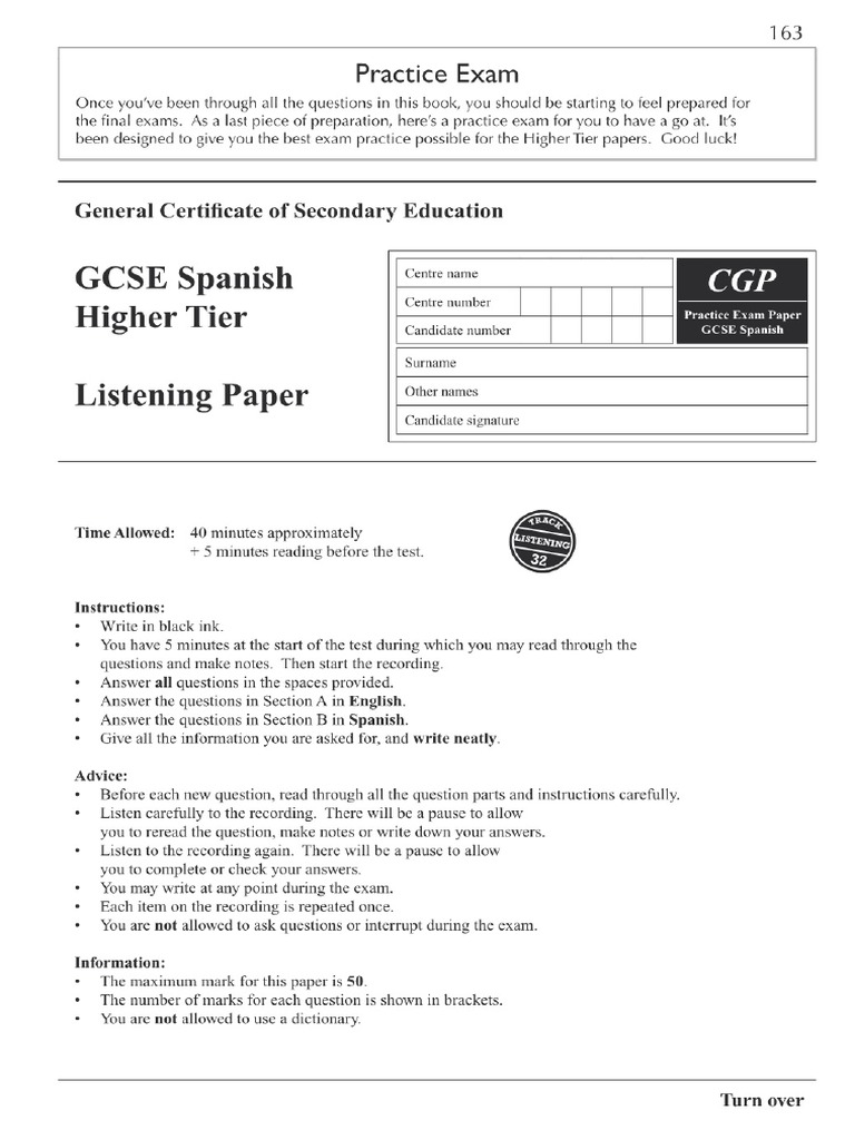 Spanish GCSE Exam Practice HIGHER | PDF