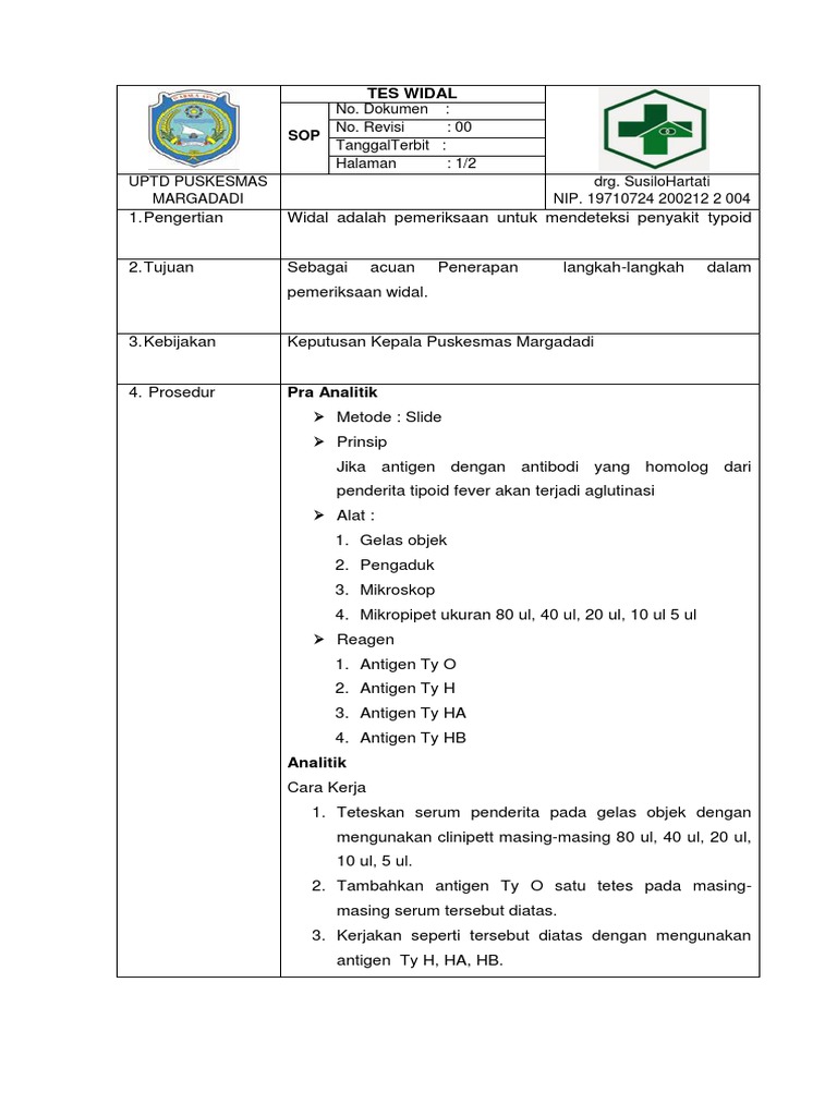Tes Widal | PDF