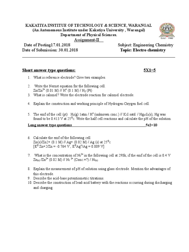 Short Answer Type Questions: 5X1 5 | PDF