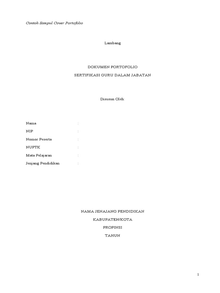 Contoh Penyusunan Portofolio Sertf Guru | PDF