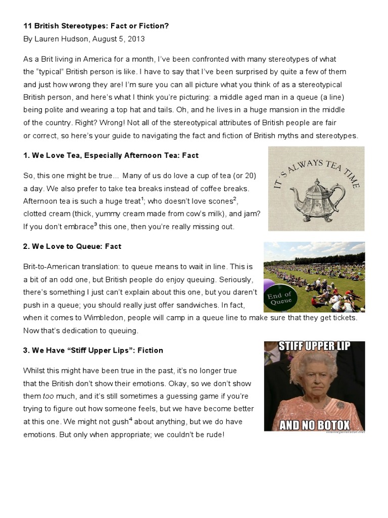 British Stereotypes Handout