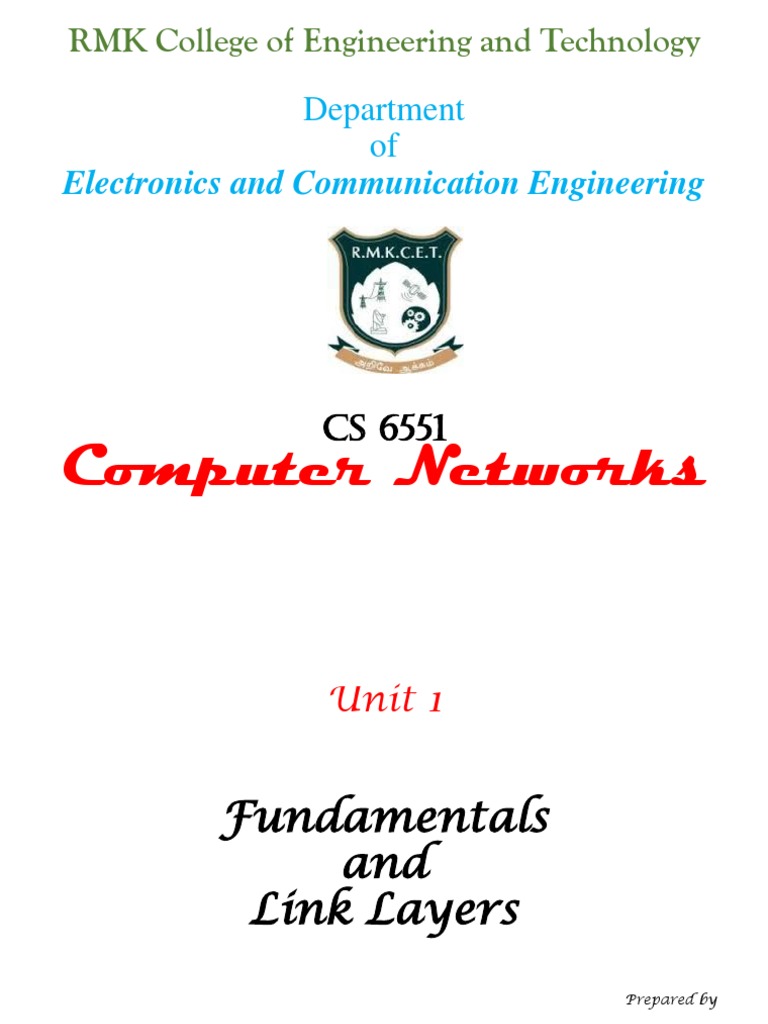 RMK College ECT Computer Networks Fundamentals and Link Layers | PDF ...
