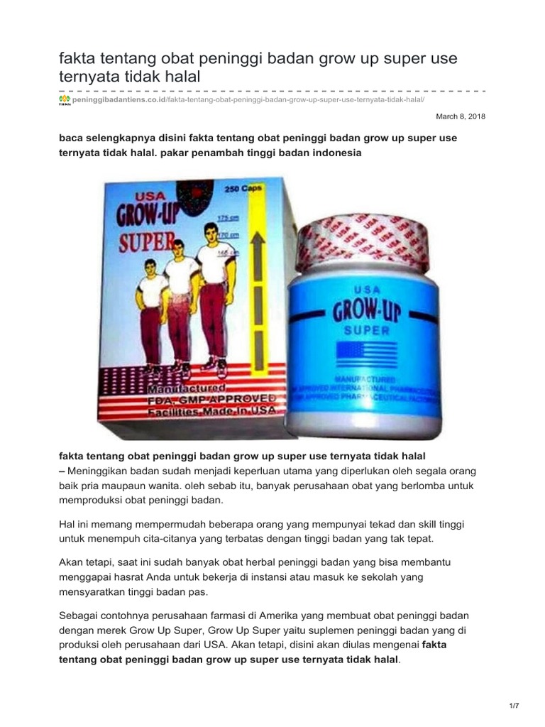 Bukti Produk Obat Peninggi Badan Grow Up Super Use Ternyata Tidak Halal ...