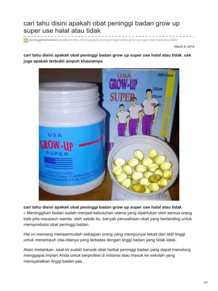 Benarkah Obat Peninggi Badan Grow Up Super Use Halal Atau Tidak | PDF