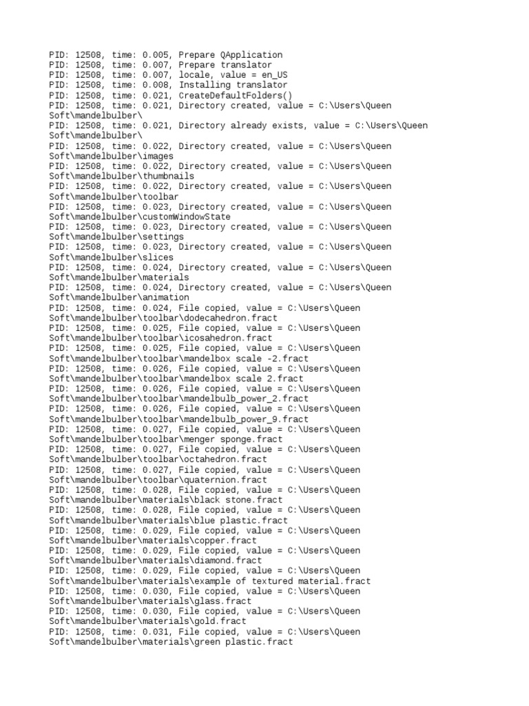 Mandelbulber Log | PDF | Directory (Computing) | System Software