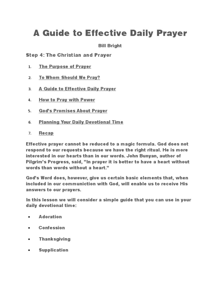 A Guide To Effective Daily Prayer | PDF | Intercession | God In ...