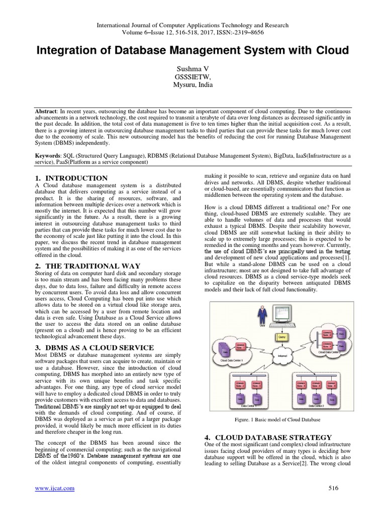 Integration of Database Management System With Cloud | PDF | Databases ...