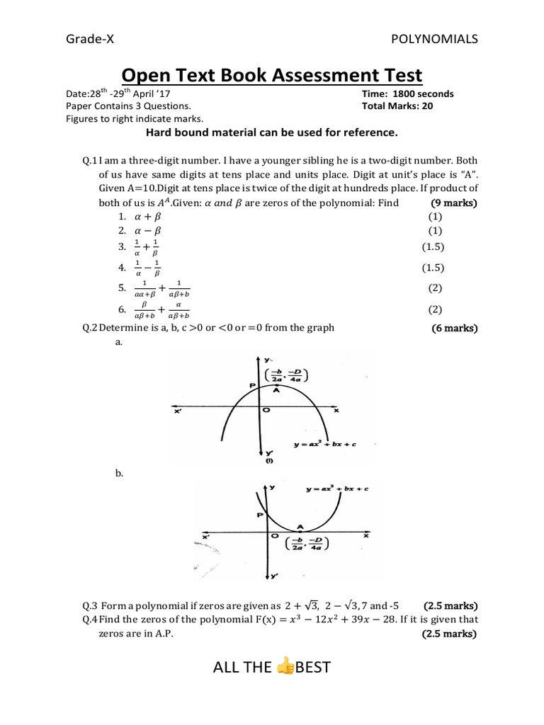 Weekly Test GR-10 Polynomials Paper-I PDF | PDF