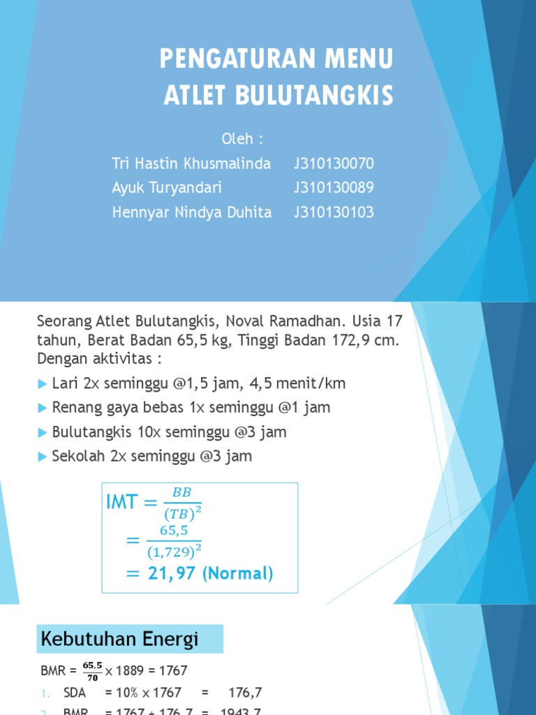 Menu Atlet Bulutangkis | PDF