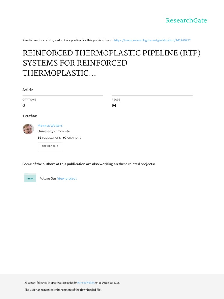 Reinforced Thermoplastic Pipeline RTP Systems For | PDF | Polyethylene ...