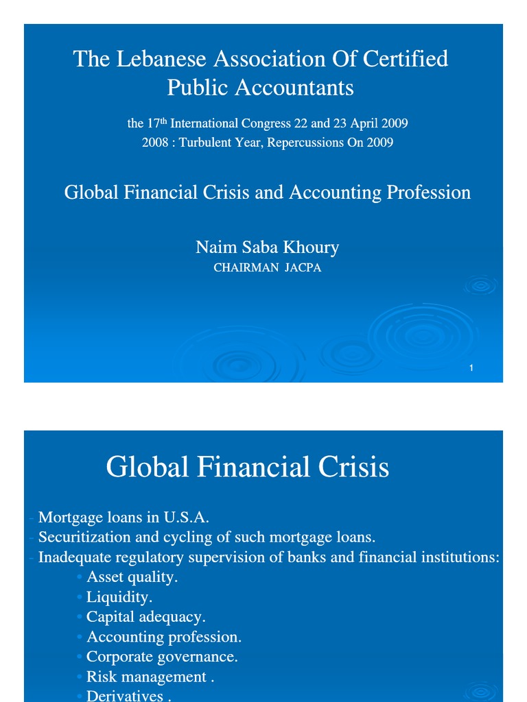 Global Financial Crisis | PDF | Mark To Market Accounting | Goodwill ...