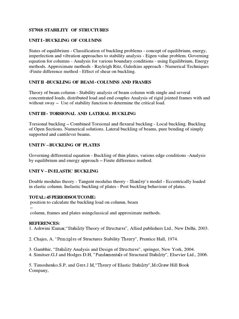 St7018 Stability of Structures | PDF