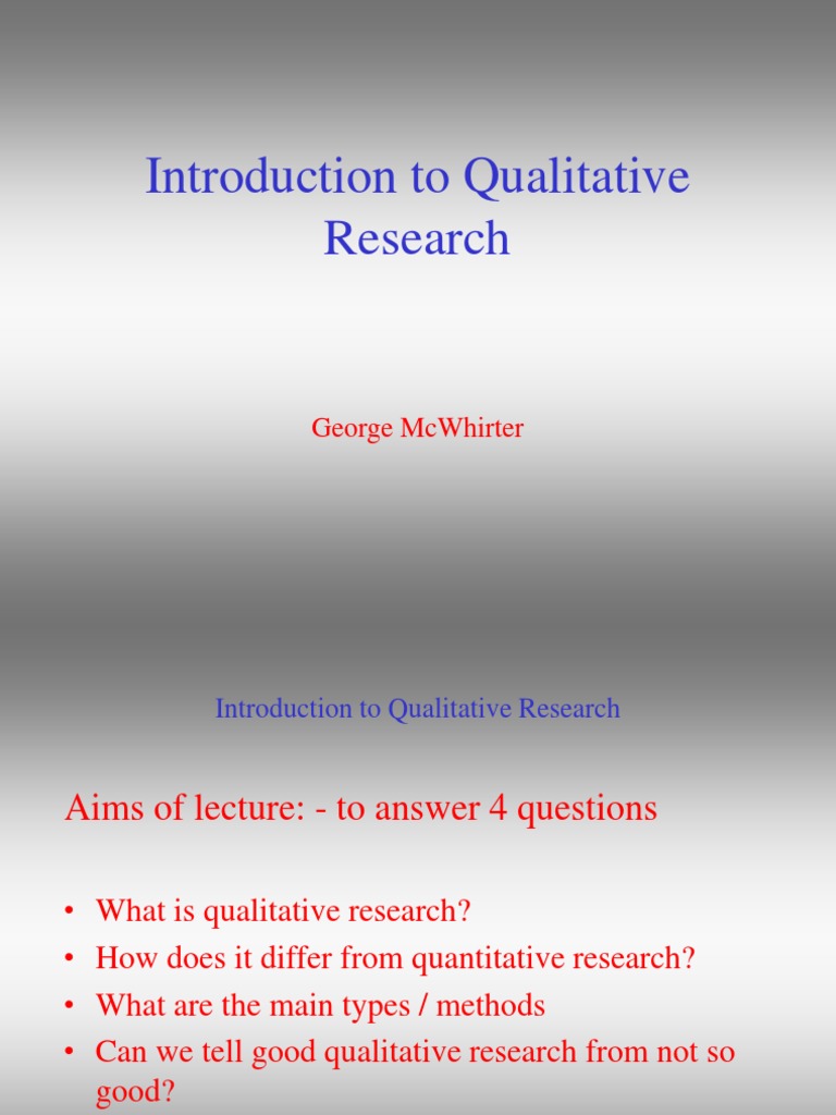 Lecture 5 Introduction To Qualitative Research | PDF | Qualitative ...
