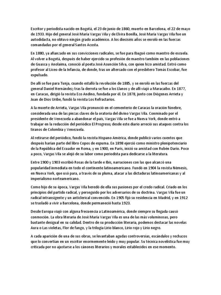 Biografia Vargas Vila | PDF