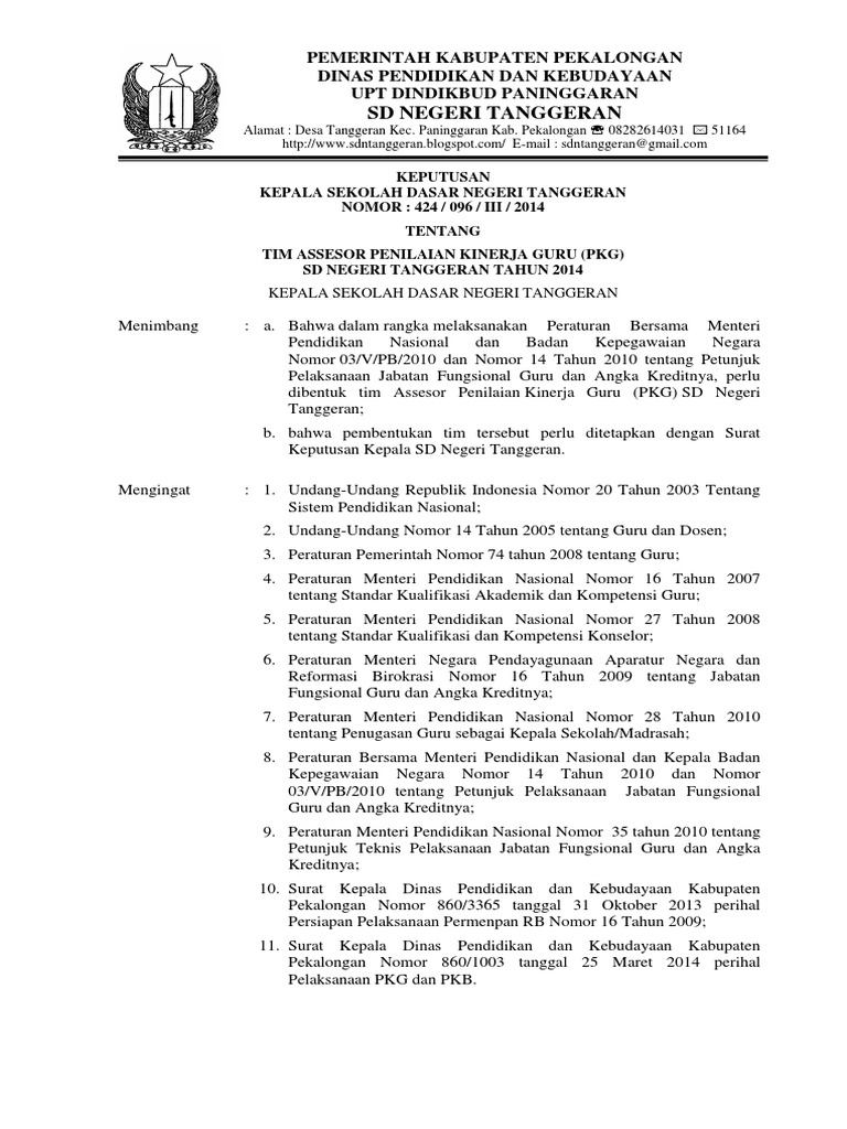 Contoh SK Tim Penilai Asesor | PDF