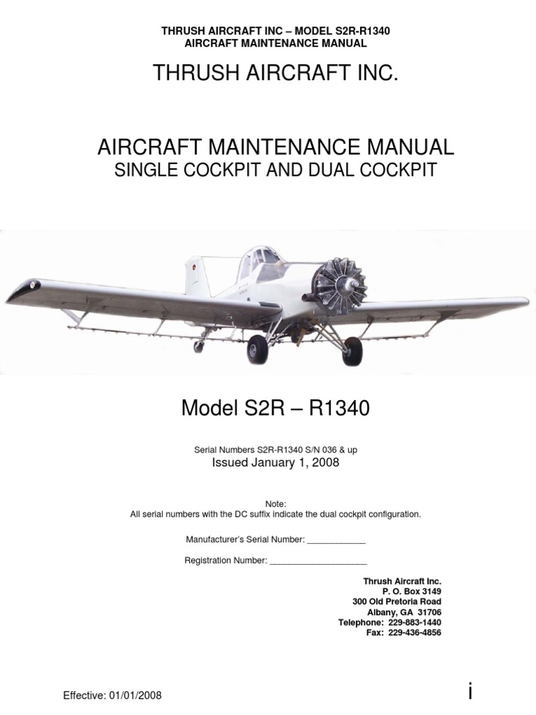 Thrush S2R R-1340 Maintenence Manual | PDF | Landing Gear | Aircraft