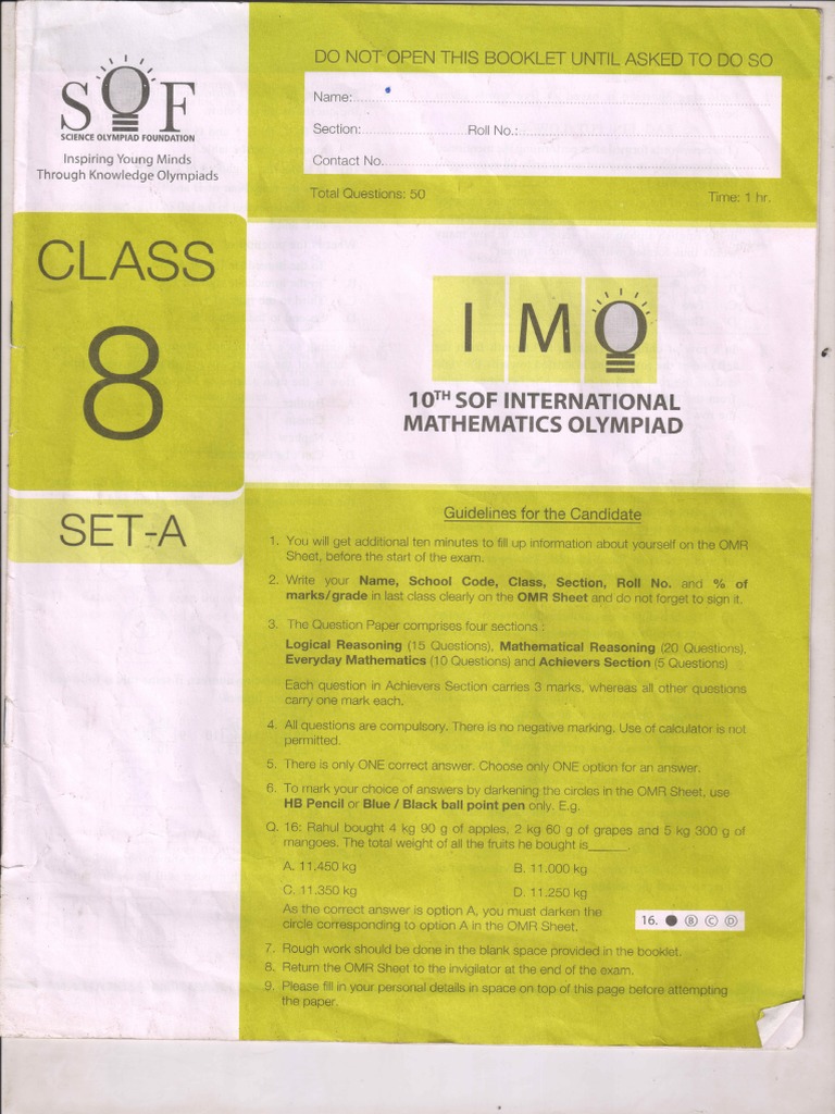 IMO Math 8th | PDF