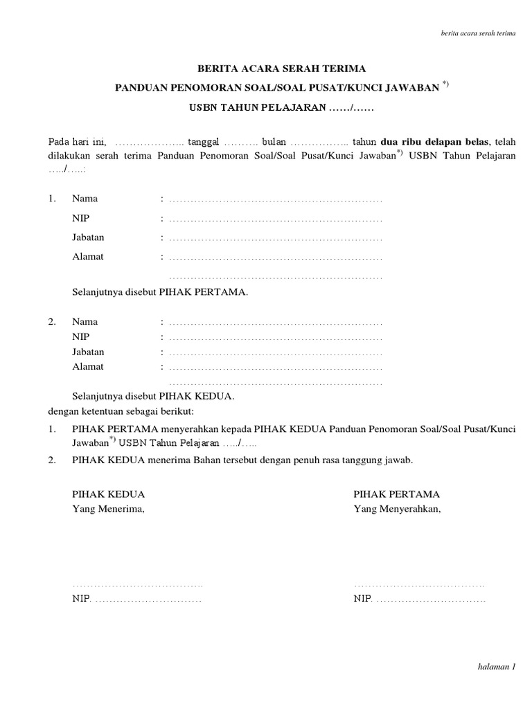 Template Berita Acara | PDF