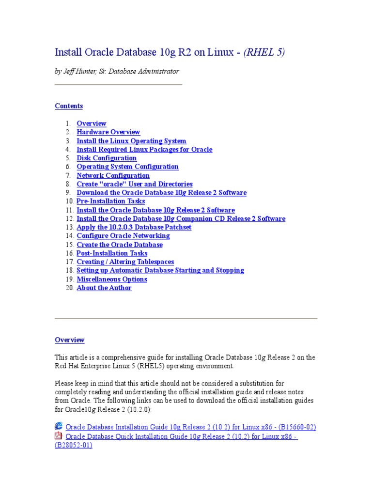 Install Oracle Database 10g R2 On Linux | Download Free PDF | Oracle Database | File System