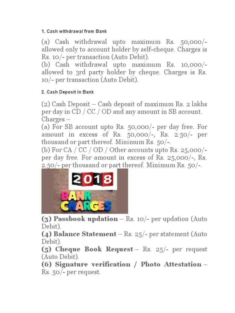 New Bank Charges From 20 Jan 2018 | PDF