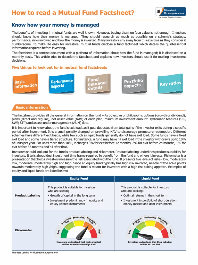 Mutual Fund Factsheet How To | PDF | Beta (Finance) | Sharpe Ratio